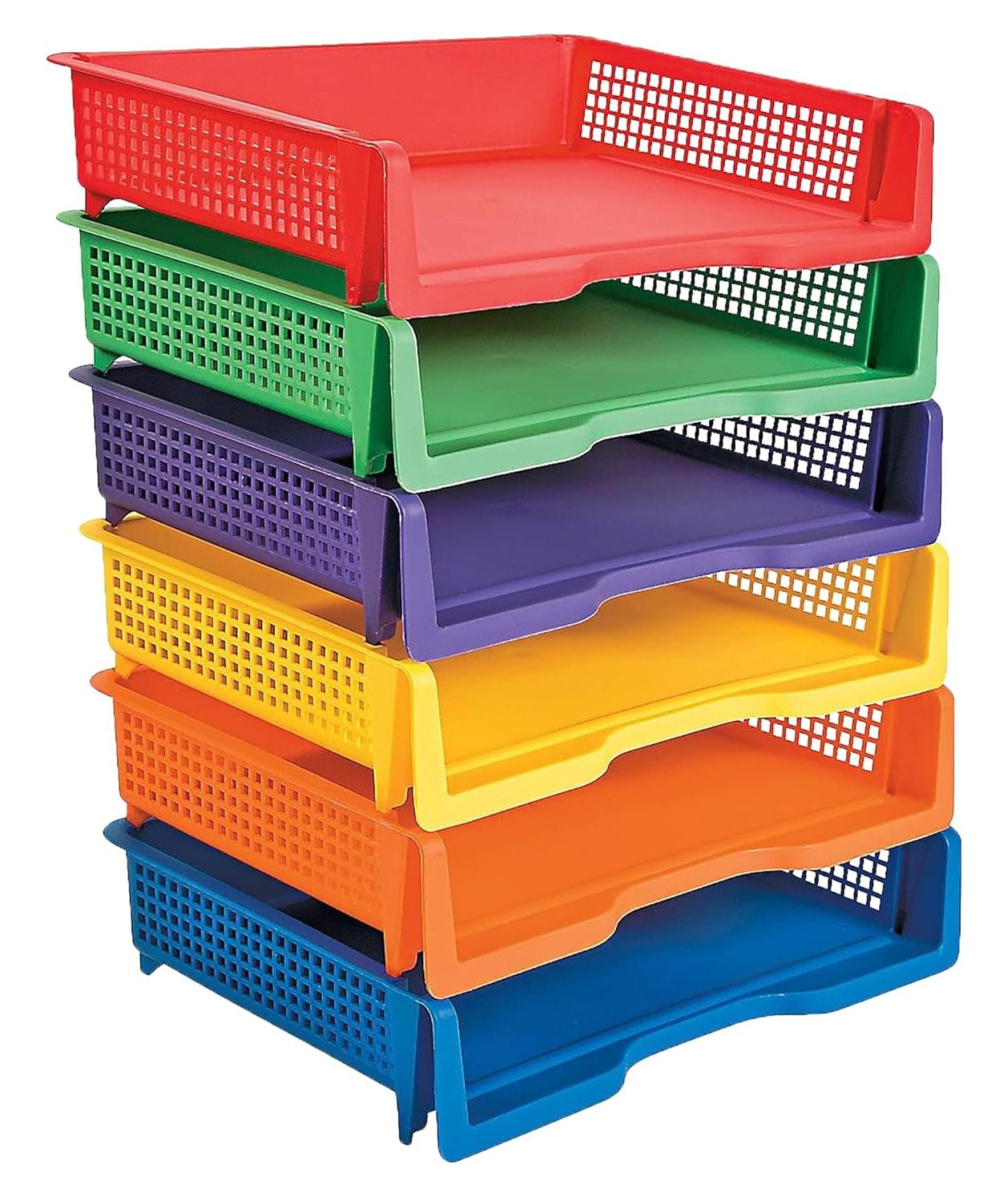 13 1/4" x 9.5" x 2 3/4" Plastic Stackable Paper Trays, Six Trays ...