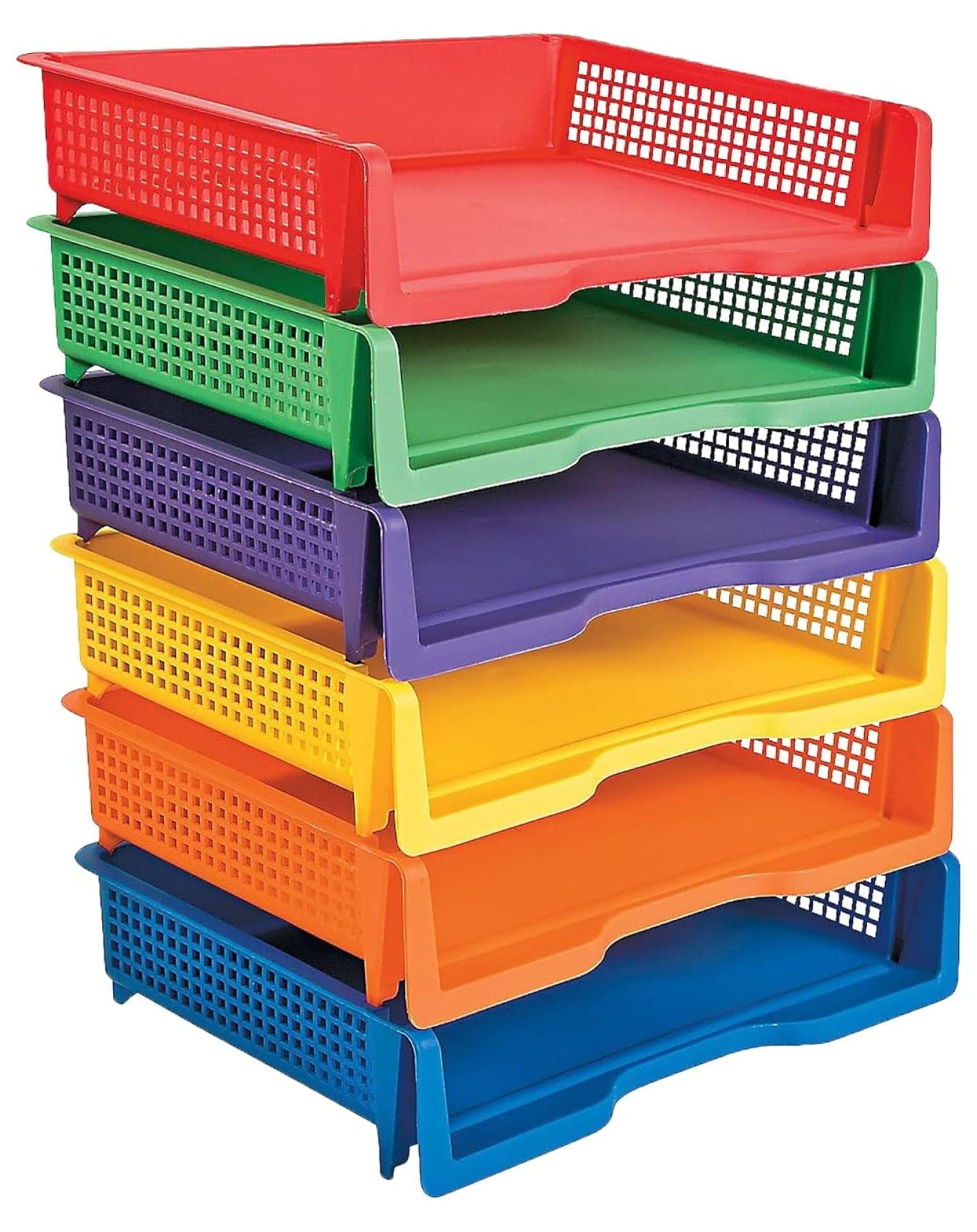 13 1/4" x 9.5" x 2 3/4" Plastic Stackable Paper Trays, Six Trays ...