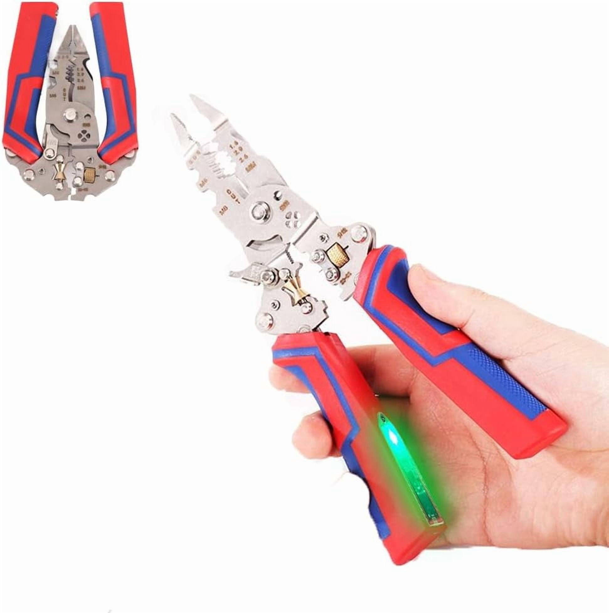 13 in 1 Foldable Wire Stripper Pliers with Voltage Tester, Multi ...