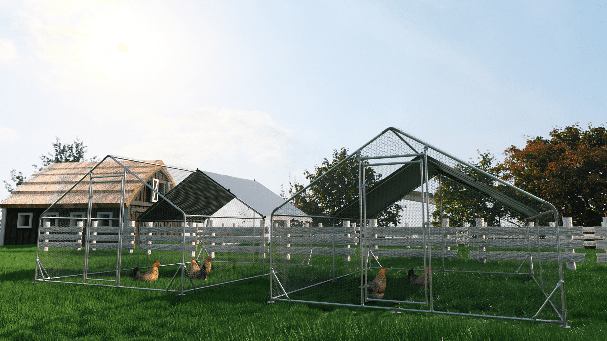 13.1'L x 9.8'W x 6.4'H Ft Large Metal Walk-in Poultry Cage for Hen and ...