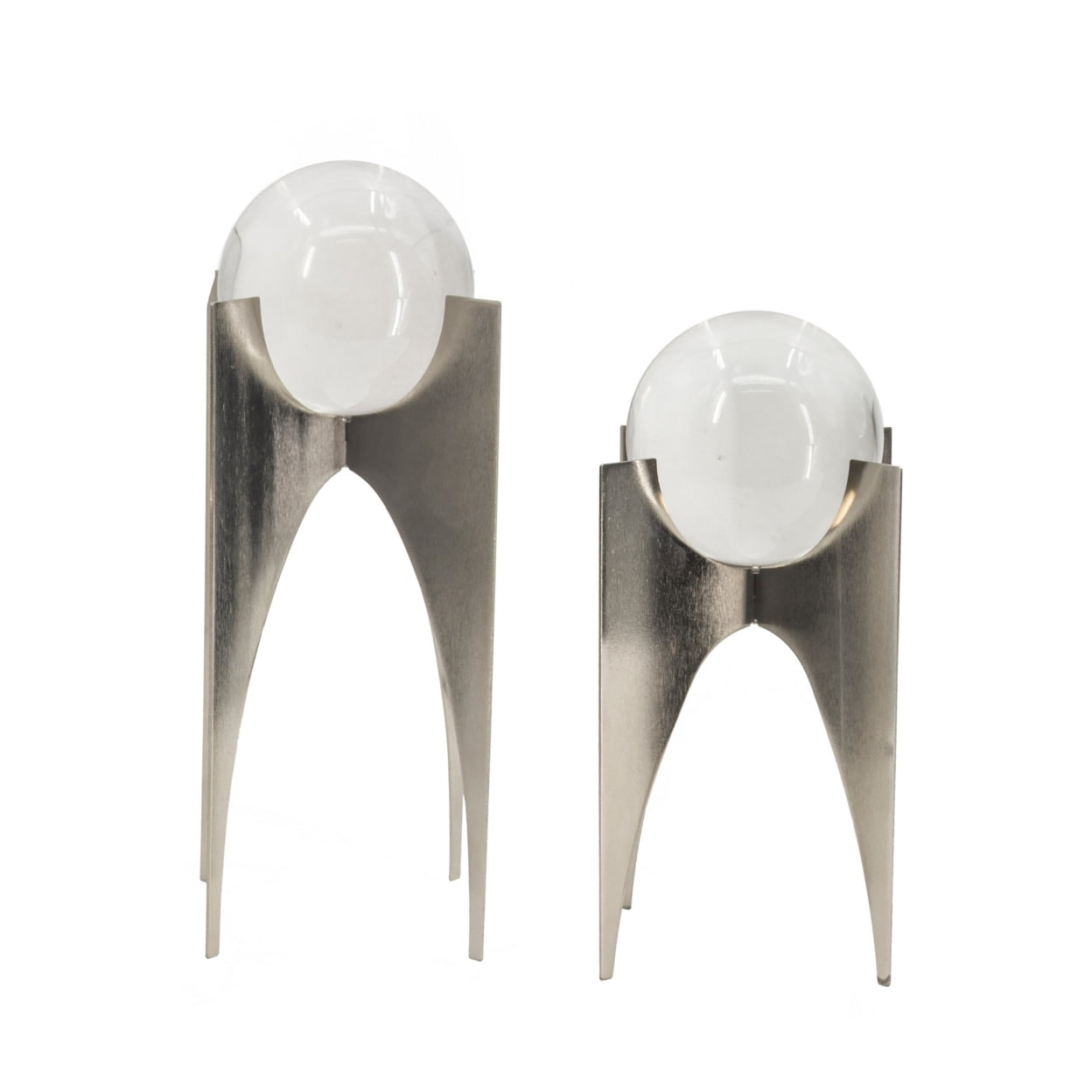 13, 10 Inch Crystal Orb Accent Decor Set of 2, Metal Stand, Art Deco ...