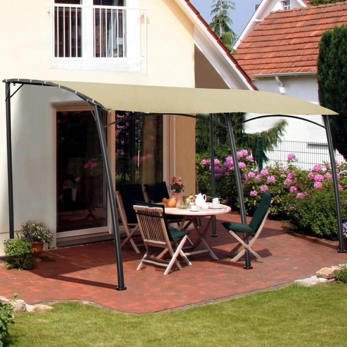 13'×10' Patio Awning, Wall Mounted UV Block Sunshade Porch Awning for ...