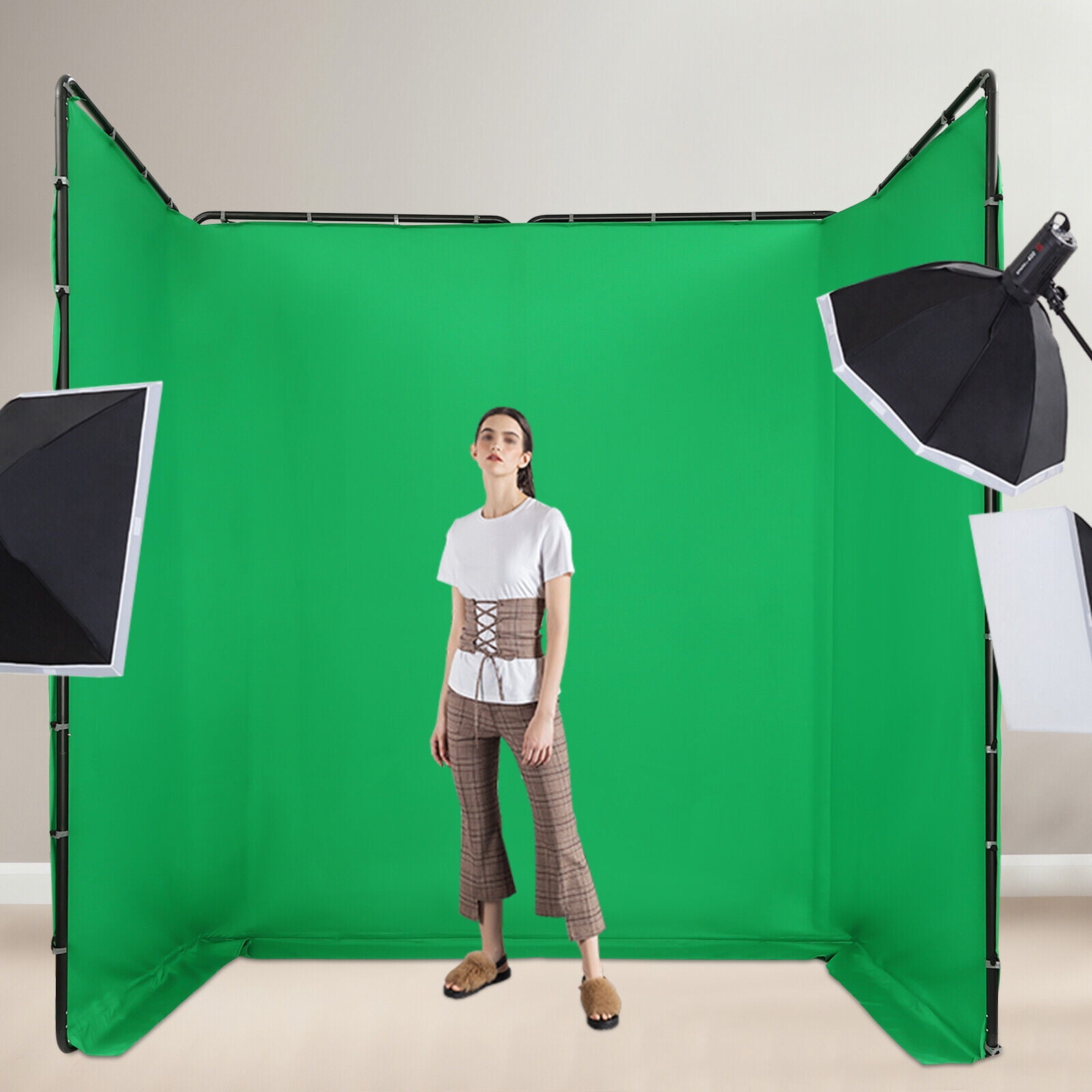 13.12*7.87ft Photography Backdrop Stand Kit with Green Cloth for Photo ...