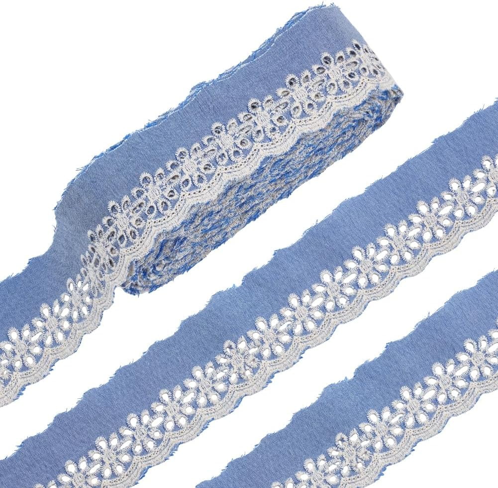 13.12 Yards Denim Blue Eyelet Lace Trim 2-7/8 Inch Wide Floral ...