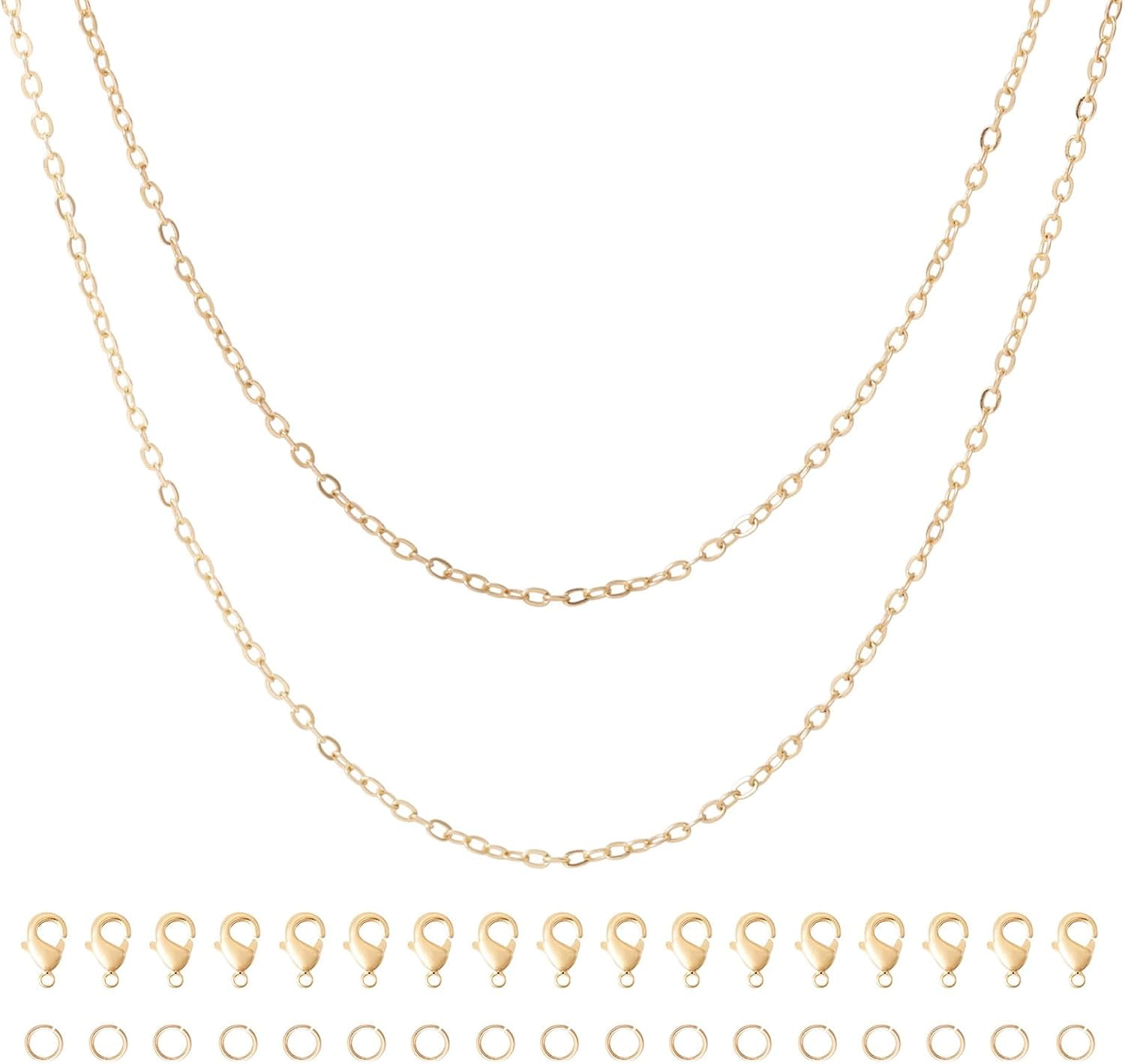 13.12ft 16K Gold Plated Chain 1.5 x 1.2 x 1mm Soldered Brass Oval Chain ...