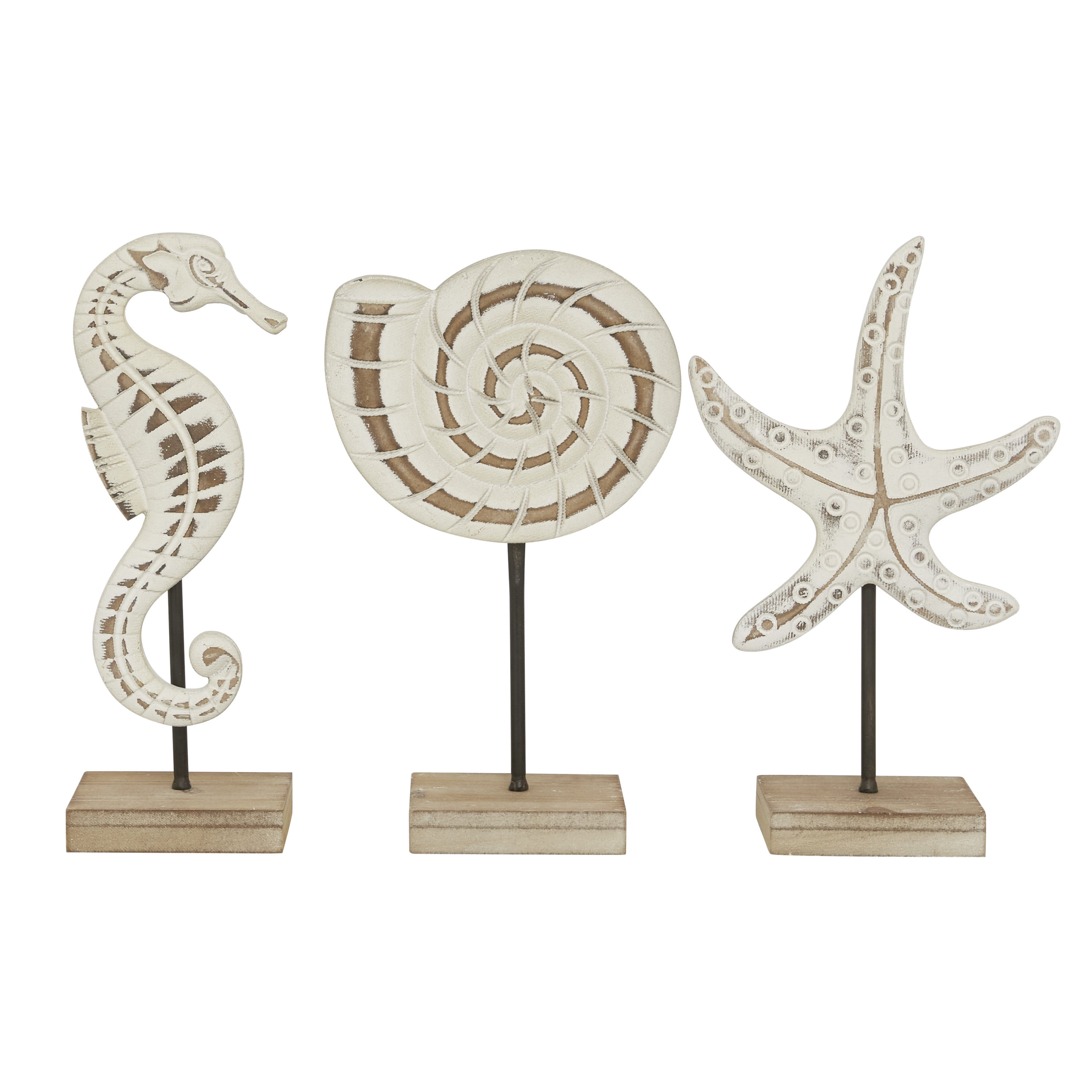 13", 13", 13"H White Plastic Sea Life Sculpture, by DecMode (3 Count ...