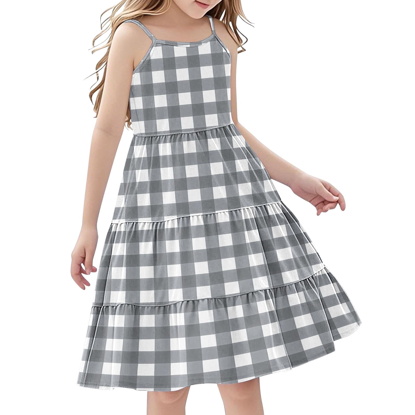 13-14 Years Girl's Sleeveless Summer Casual Sundress A-line Dress with ...