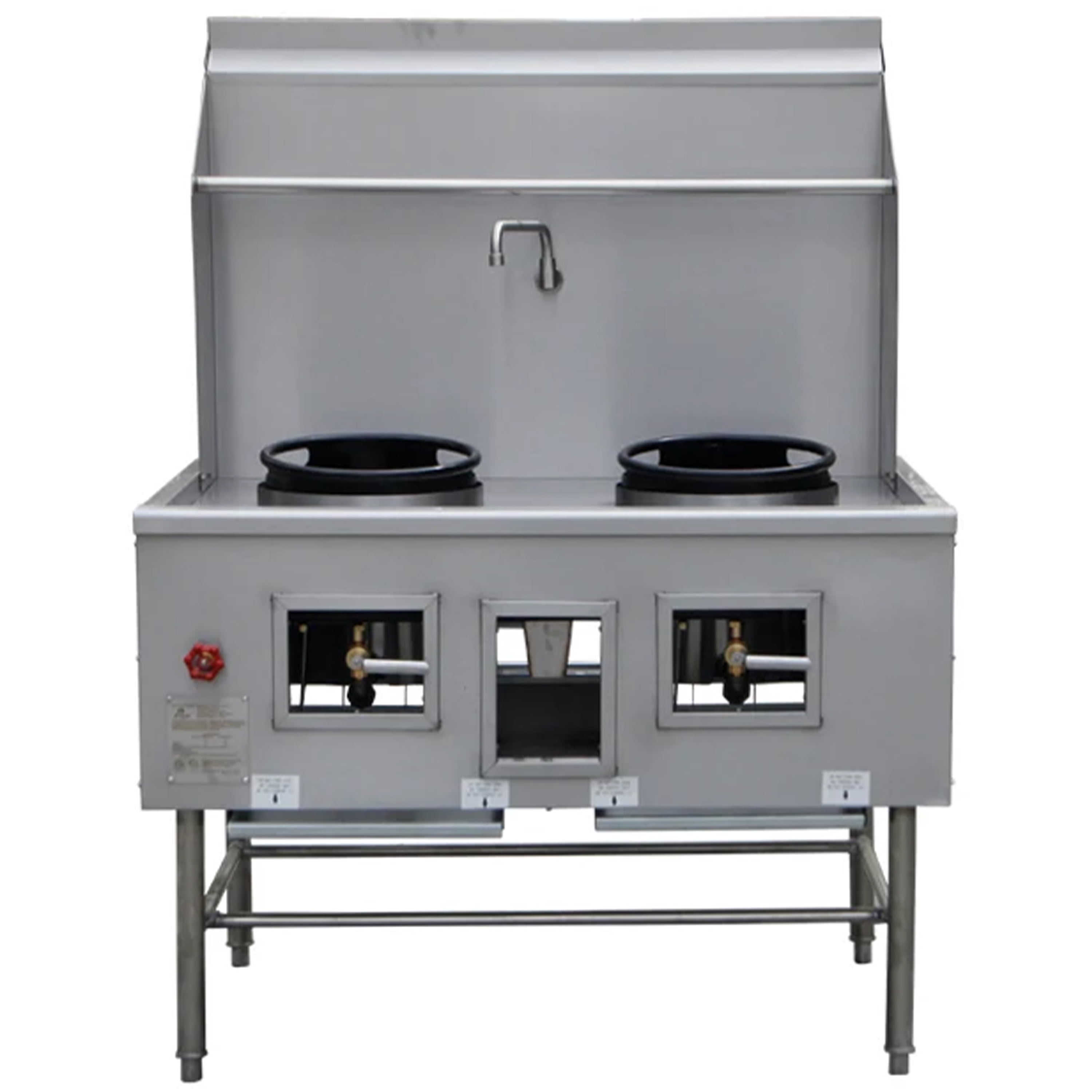 48 in. Two Chamber Wok Range with 13''+16'' Rings, Backsplash, Faucet ...