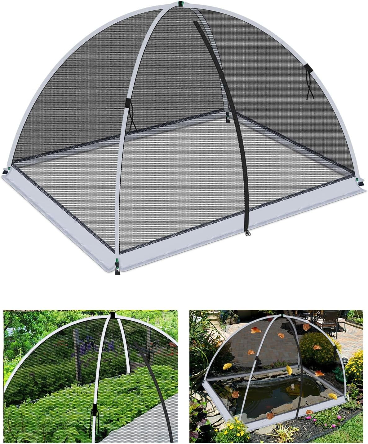 13 * 17ft Pond Pool Cover Dome, Garden Mesh Netting with Ropes, Stakes ...