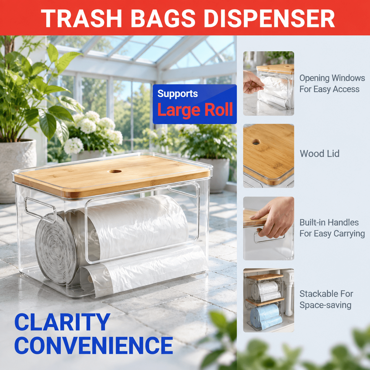 13-18 Gallon Heavy Duty Trash Bags with Dispenser, 1 Count (Pack of 50 ...