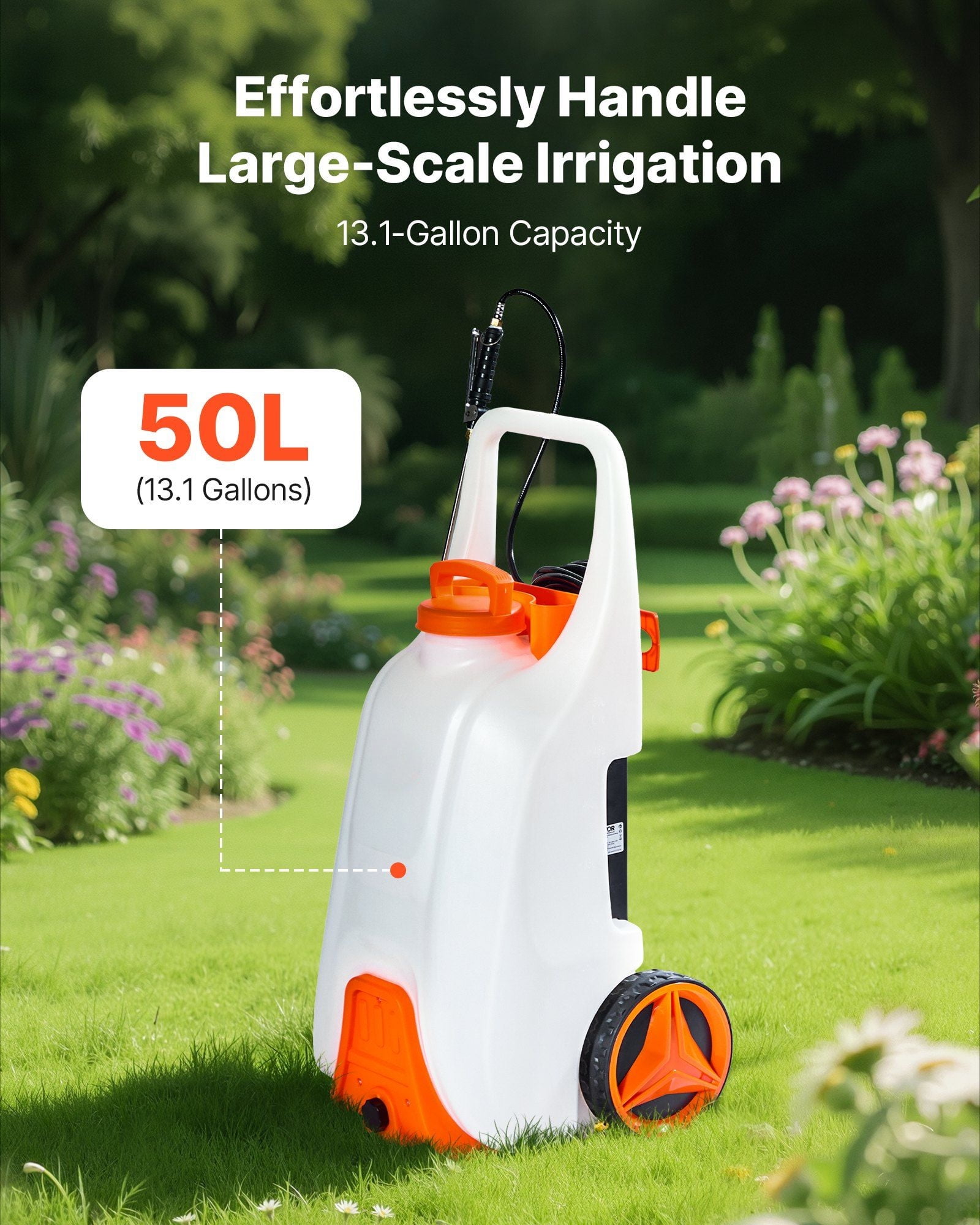 13.1Gal Electric Weed & Pest Sprayer - Portable Wheeled Design, 80 PSI ...