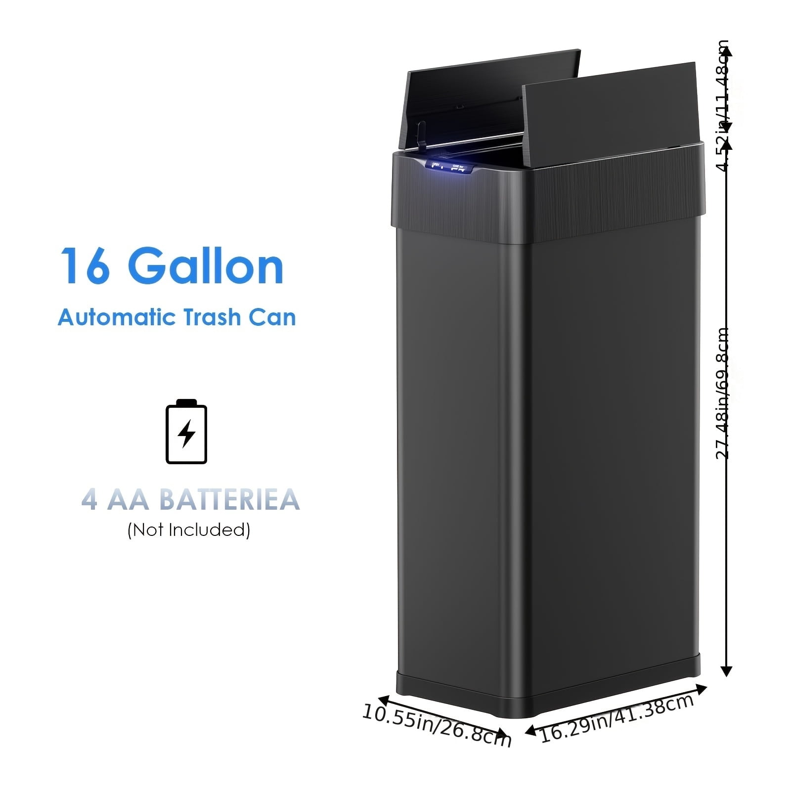 13.2/15.8 Gallon Motion-Activated Trash Bin - Touch-Free Automatic with ...