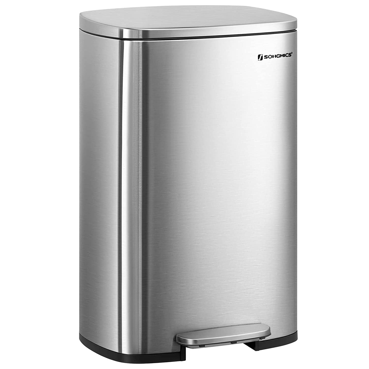 SONGMICS 13.2 Gallon Kitchen Trash Can, Stainless Steel Pedal Rubbish ...