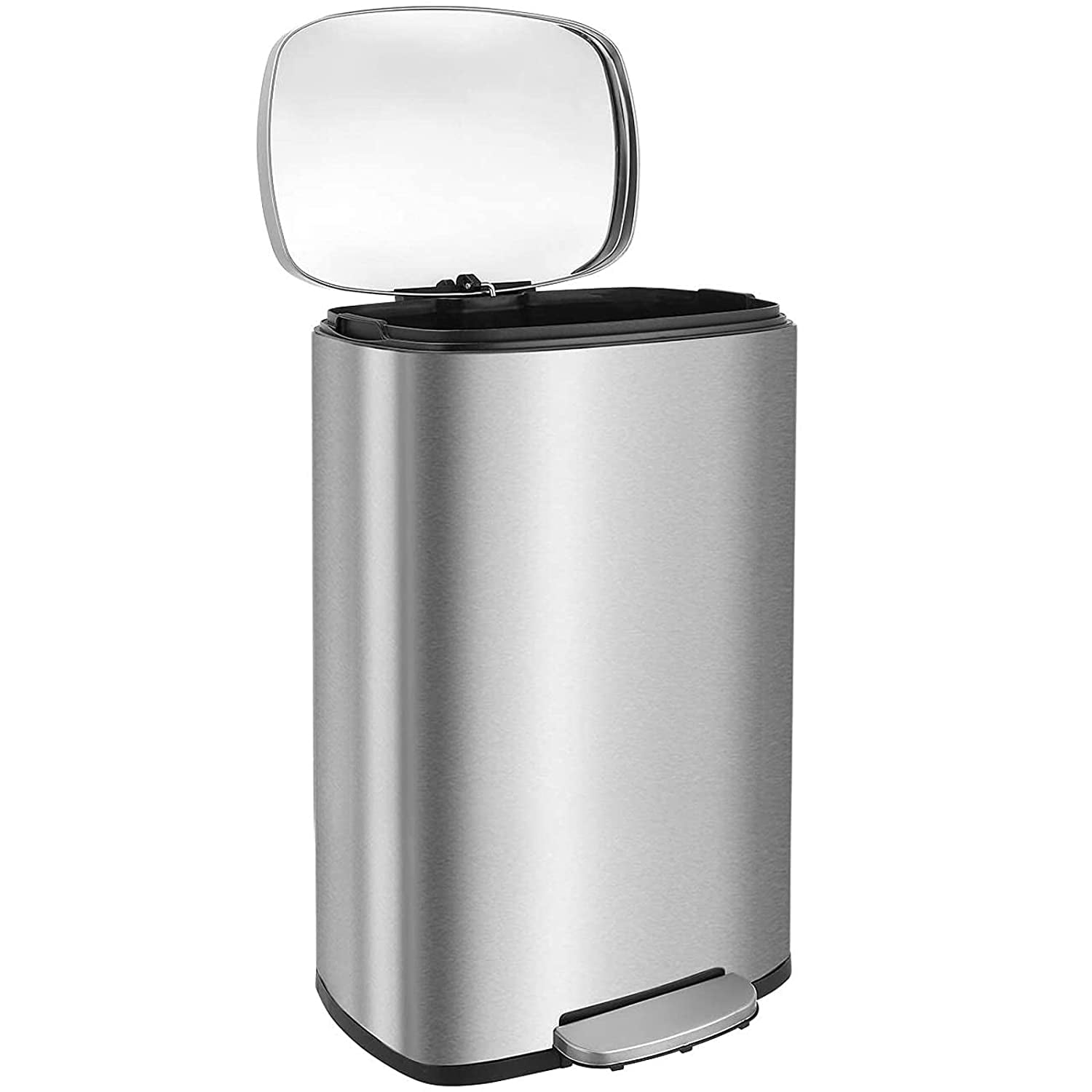 13.2 Gallon Step Trash Can, Stainless Steel Garbage Bin, Soft-Close ...