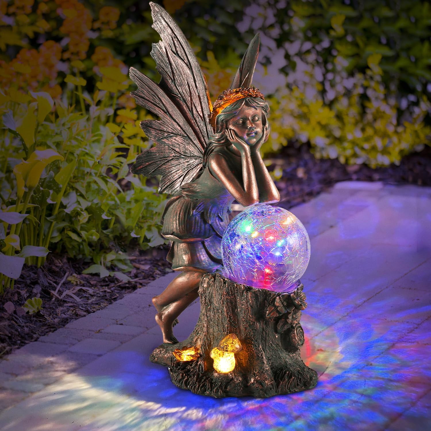 13.2 Inch Large Vintage Bronze Fairy Angel Garden Statue Sculpture with ...