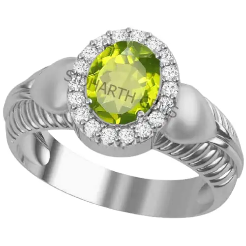 13.25 Ratti 12.50 Carat A+ Quality Natural Certified Green Peridot Gemstone Silver Plated ...