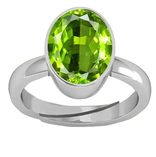 13.25 Ratti 12.50 Carat Certified Natural Greenish Peridot Gemstone Panchdhatu Ring Adjustable ...