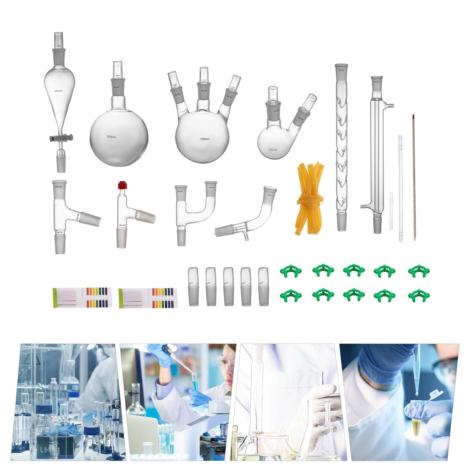 13/29/32Pcs Lab Chemilcal Unit 250-1000ml 24/40 Joints Glass Organic ...