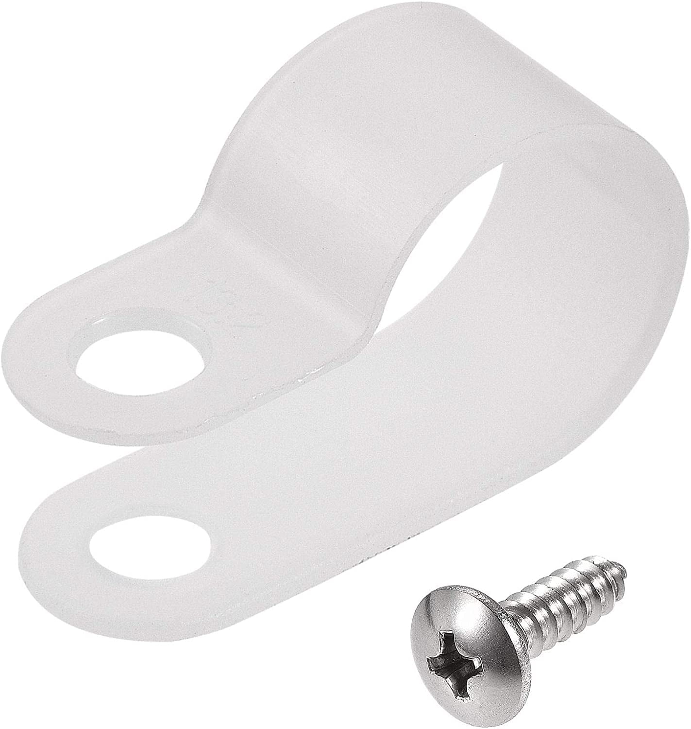 13.2mm Nylon R Type Cable Clip Wire Clamp with Screws White 50pcs ...