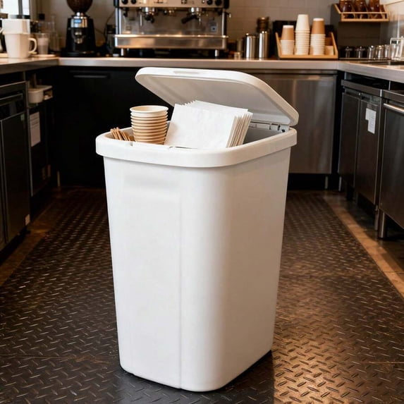 13.3 Gallon Kitchen Trash Can，Plastic Touch Top With Push Button Lid ...