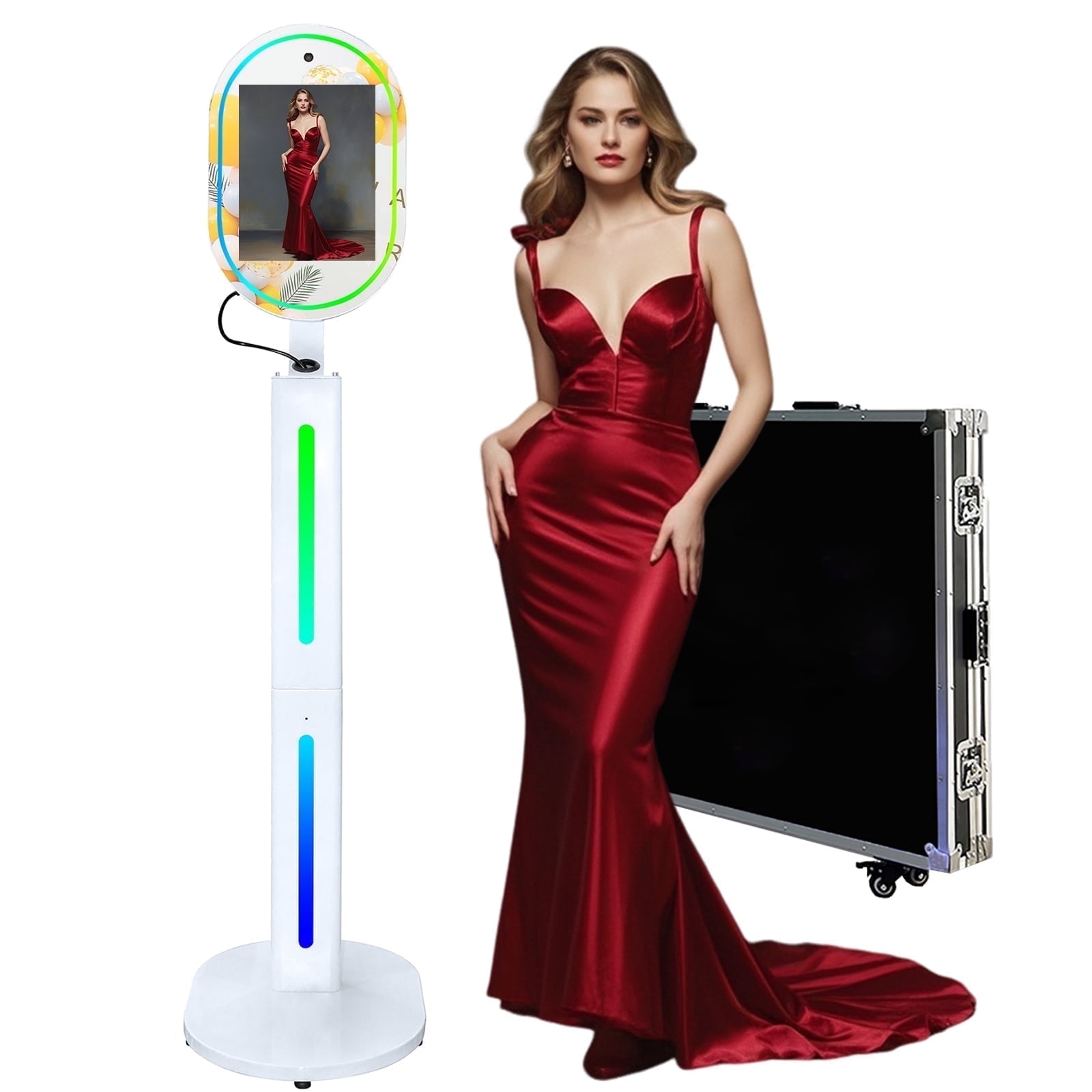 WideMeet 13.3'Portable Mirror Photobooth with HD pixel Selfie Stand Machine Touch Screen for ...