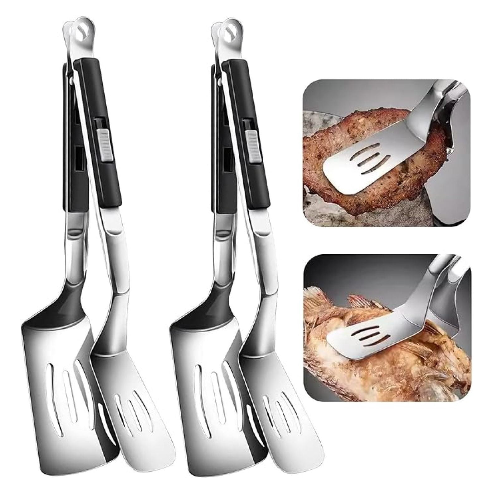 13.3 Inch Stainless Steel Tongs for Cooking, Versatile Stainless Steel ...
