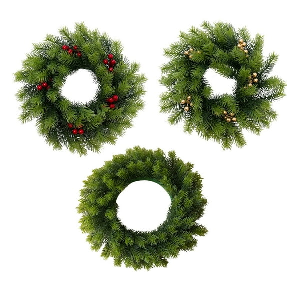 13.4 Inch Realistic Artificial Winter Greenery Wreath - Christmas ...