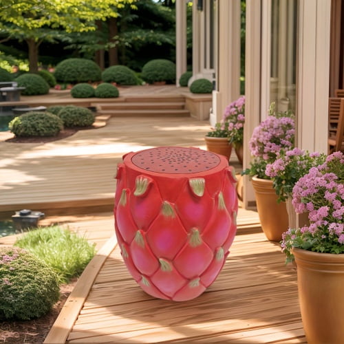 13.4" Strawberry Fruit Stool, Oversized Resin Stool with Hand-Painted ...