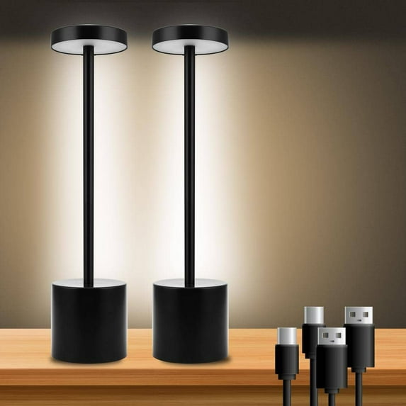 13.4 in. Black Cordless Rechargeable Integrated LED Table Lamp, Modern ...