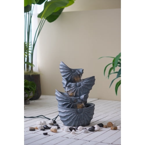 13.4x9.4x21.5" Decorative 4 Tier Blue Nautilus Shell Water Fountain ...