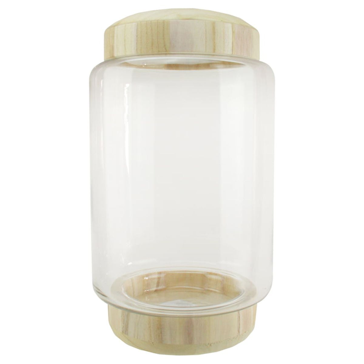 Northlight 13.5" Cylindrical Transparent Glass Container with Wooden ...