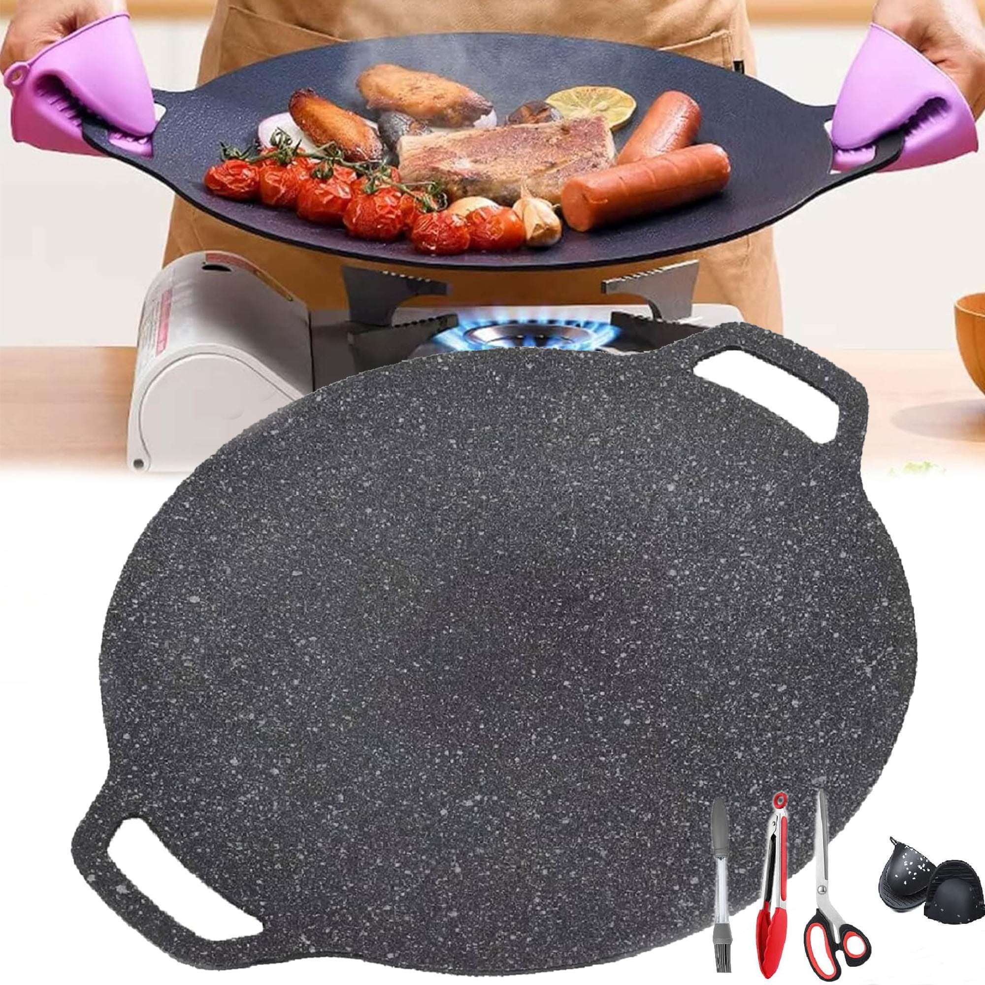 13.5" Korean BBQ Grill Pan with Granite Coating, Consecutive Non-stick ...