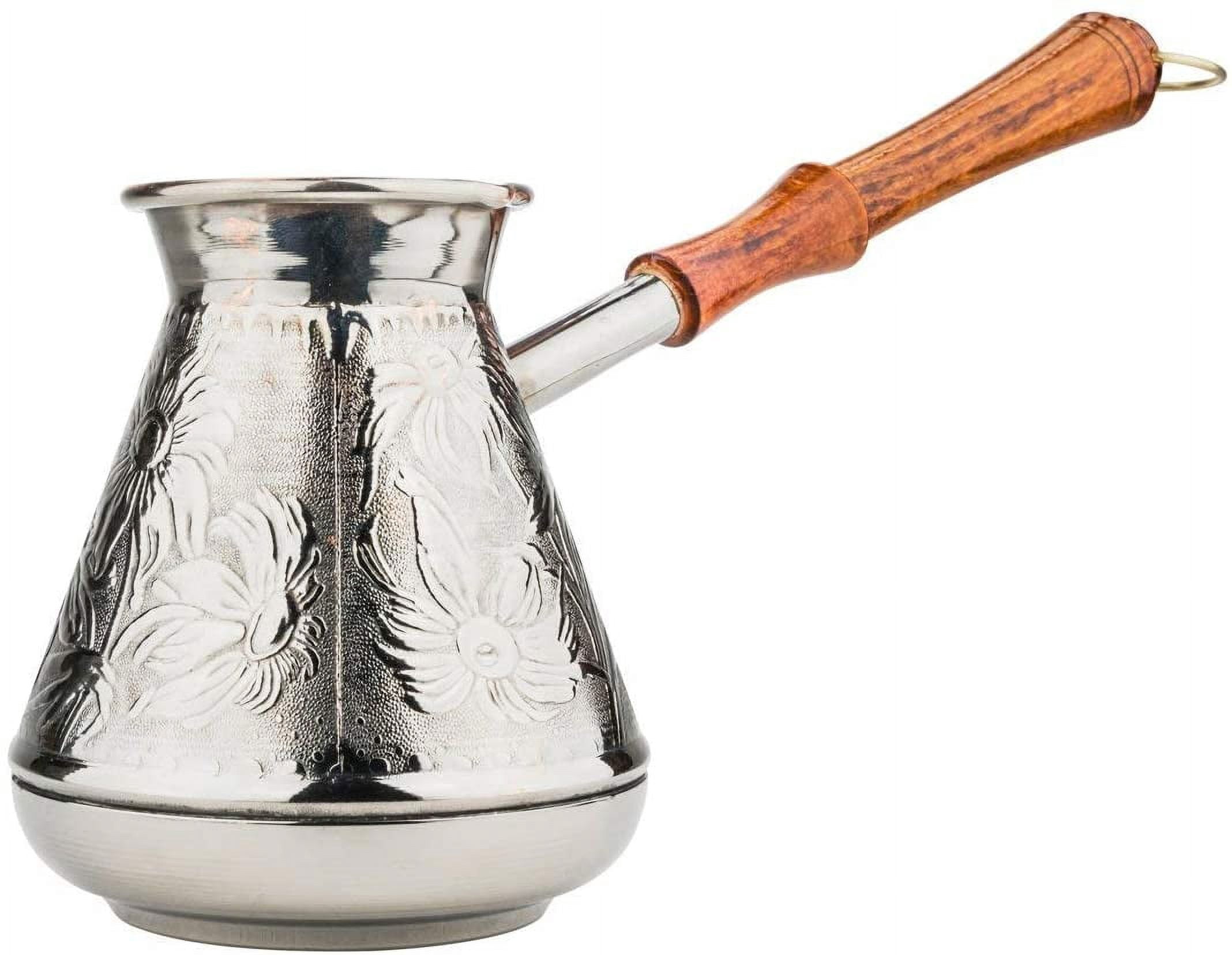 13.5 Oz./400 ml Thick Solid Copper Coffee Pot, Turkish Greek Arabic Coffee Cezve Ibrik Briki ...