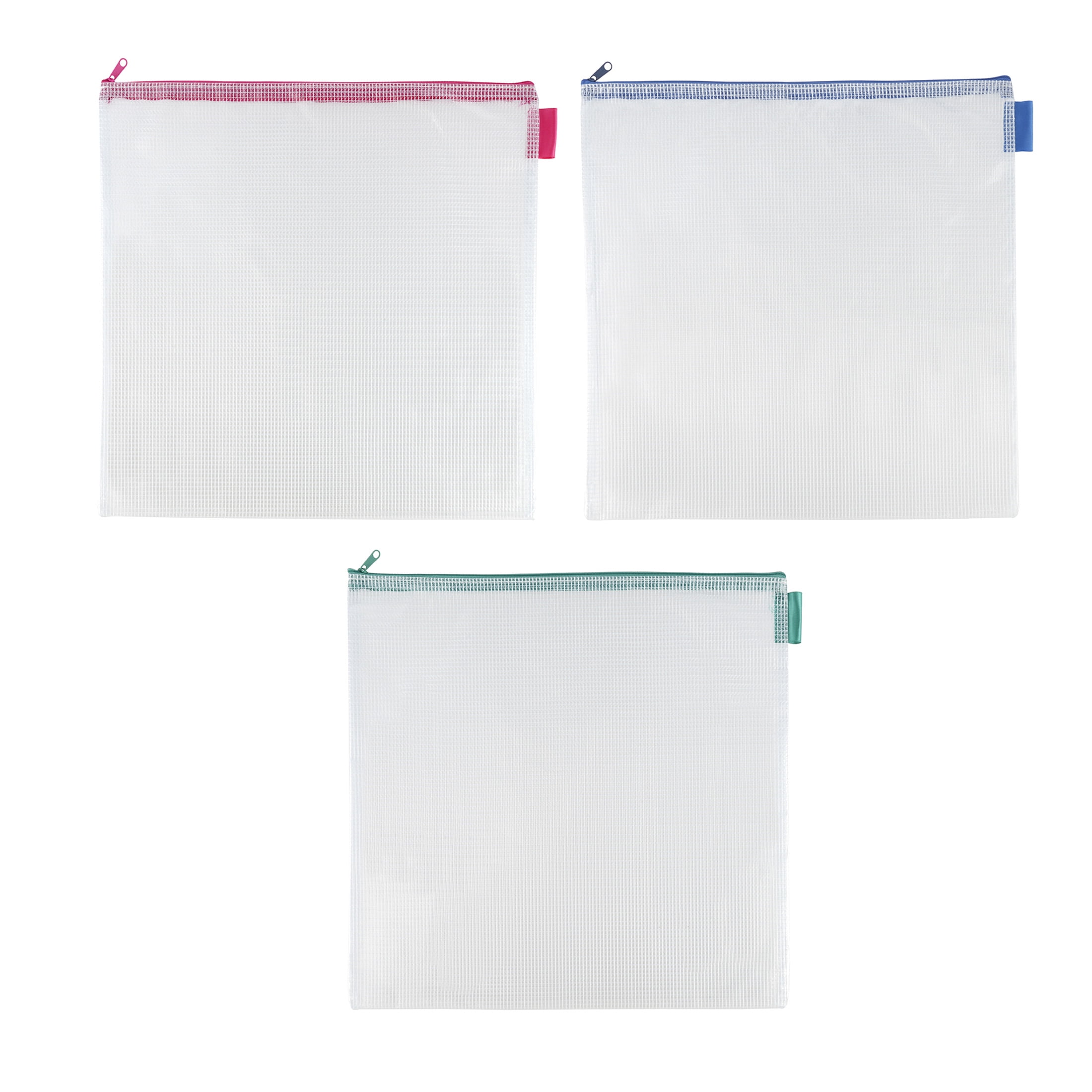 13.5" Square Mixed Mesh Zipper Pouches by Simply Tidy - Reinforced ...