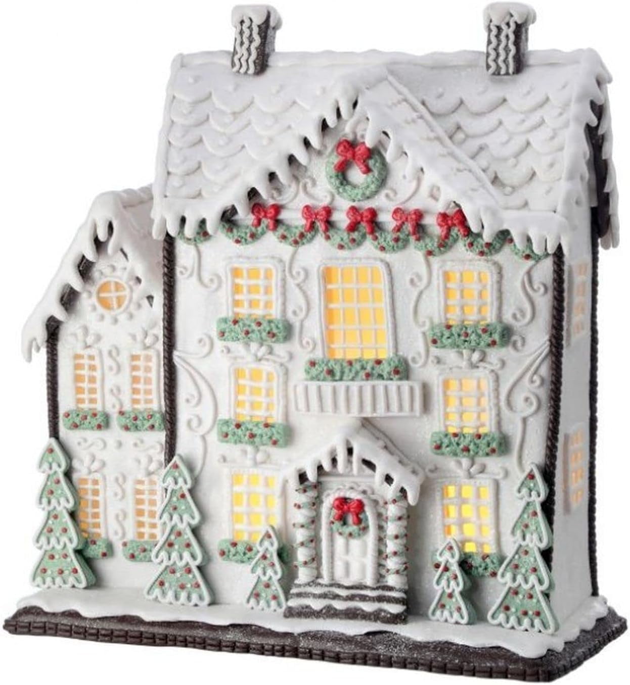 13.5" White Gingerbread House - LED Battery/Timer - Walmart.com