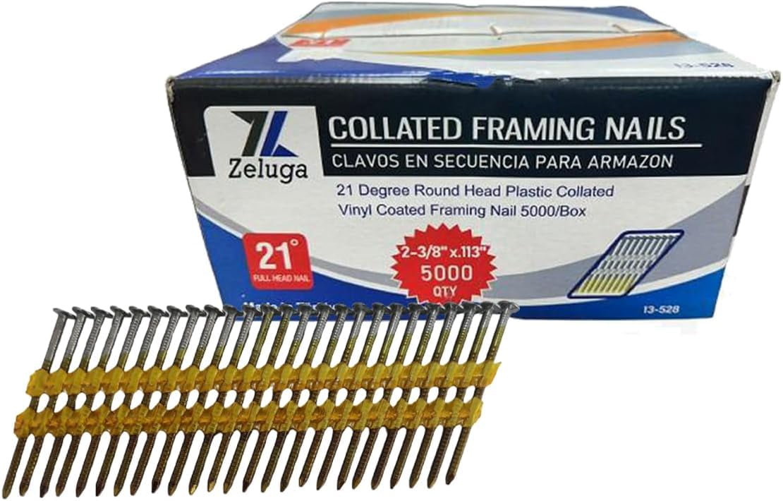 13-528 21 Degree 2-3/8" x.113" Round Head Ring Shank Plastic Strip ...