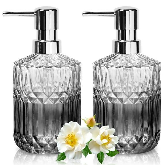 13.5oz Gradient Black Glass Soap Dispenser - Elegant, Lead-Free, Food ...