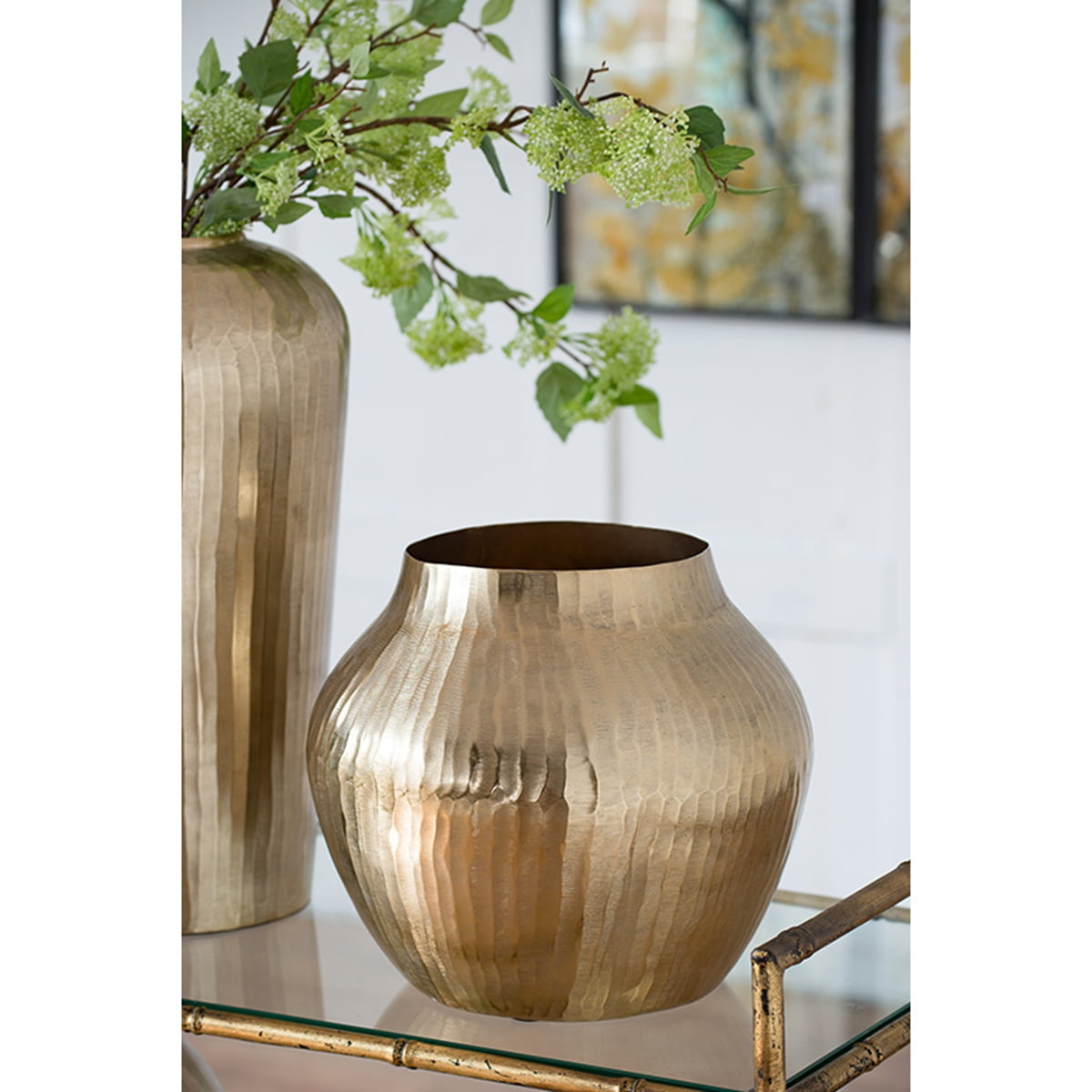 13.5x13.5x11.5" Aluminum Chisel Flower Vase, Gold - Walmart.com