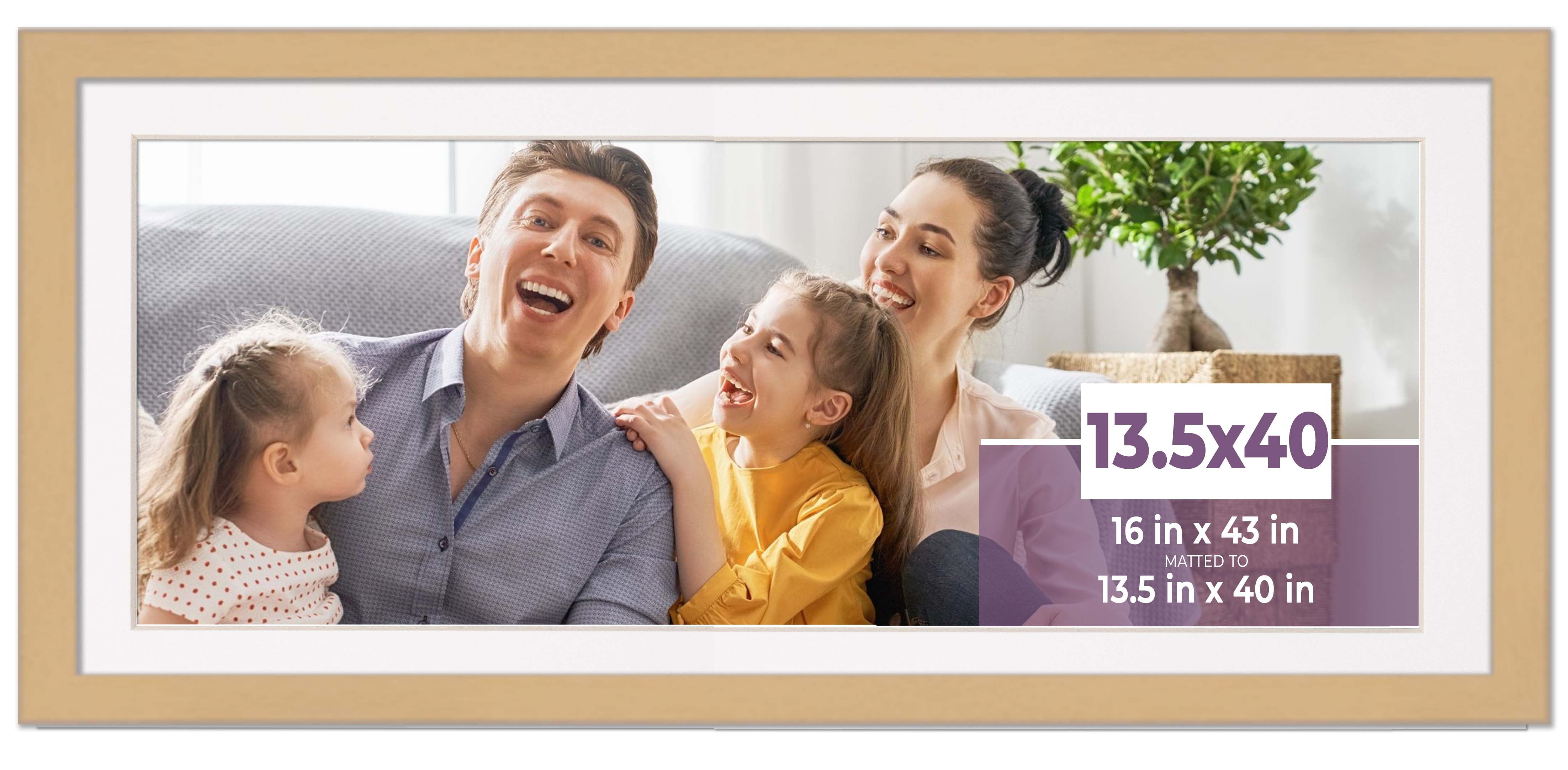 13.5x40 Frame Natural With White Picture Mat For 13.5x40 Photo ...