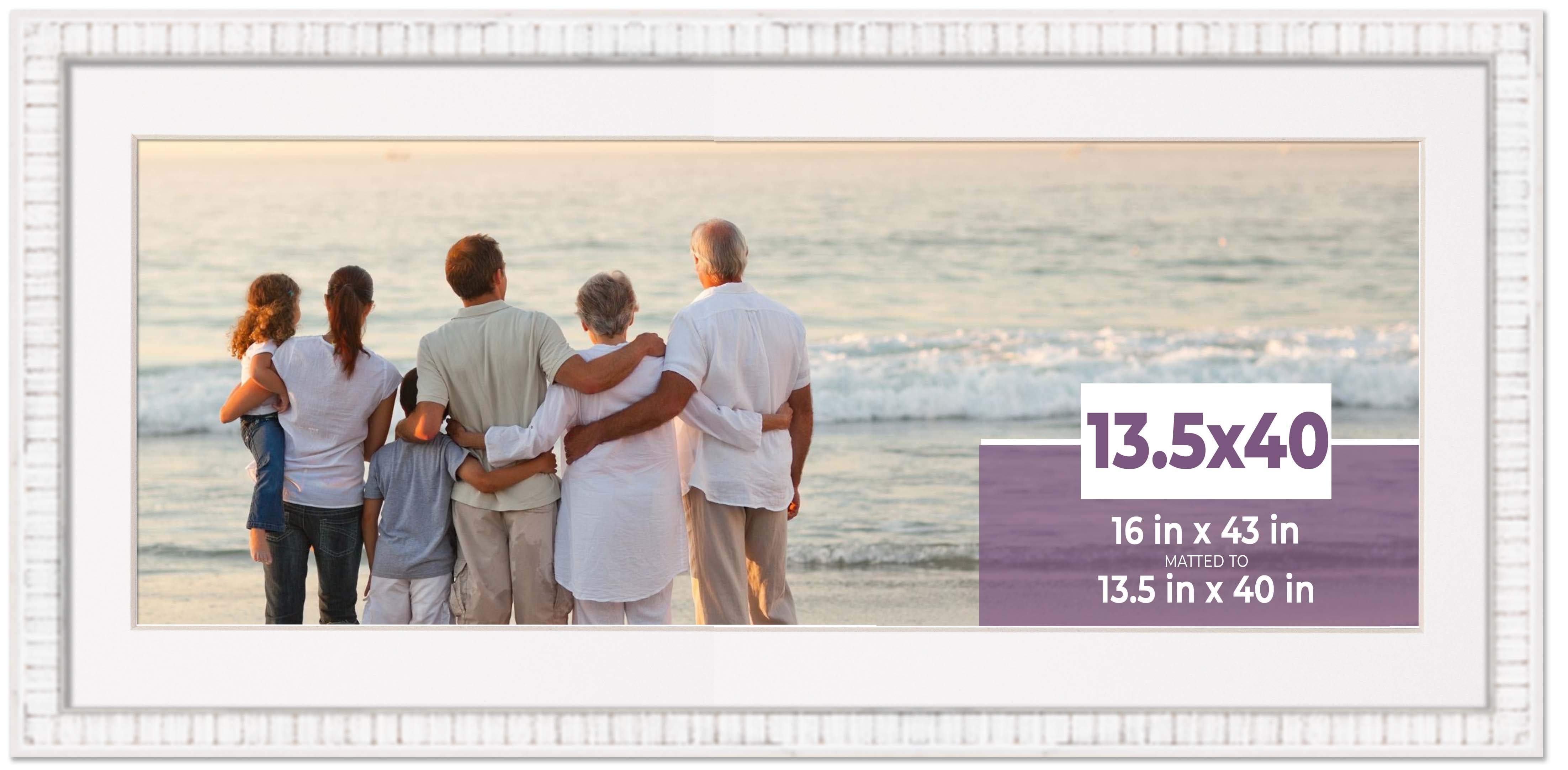 13.5x40 Frame White With White Picture Mat For 13.5x40 Photo - White ...