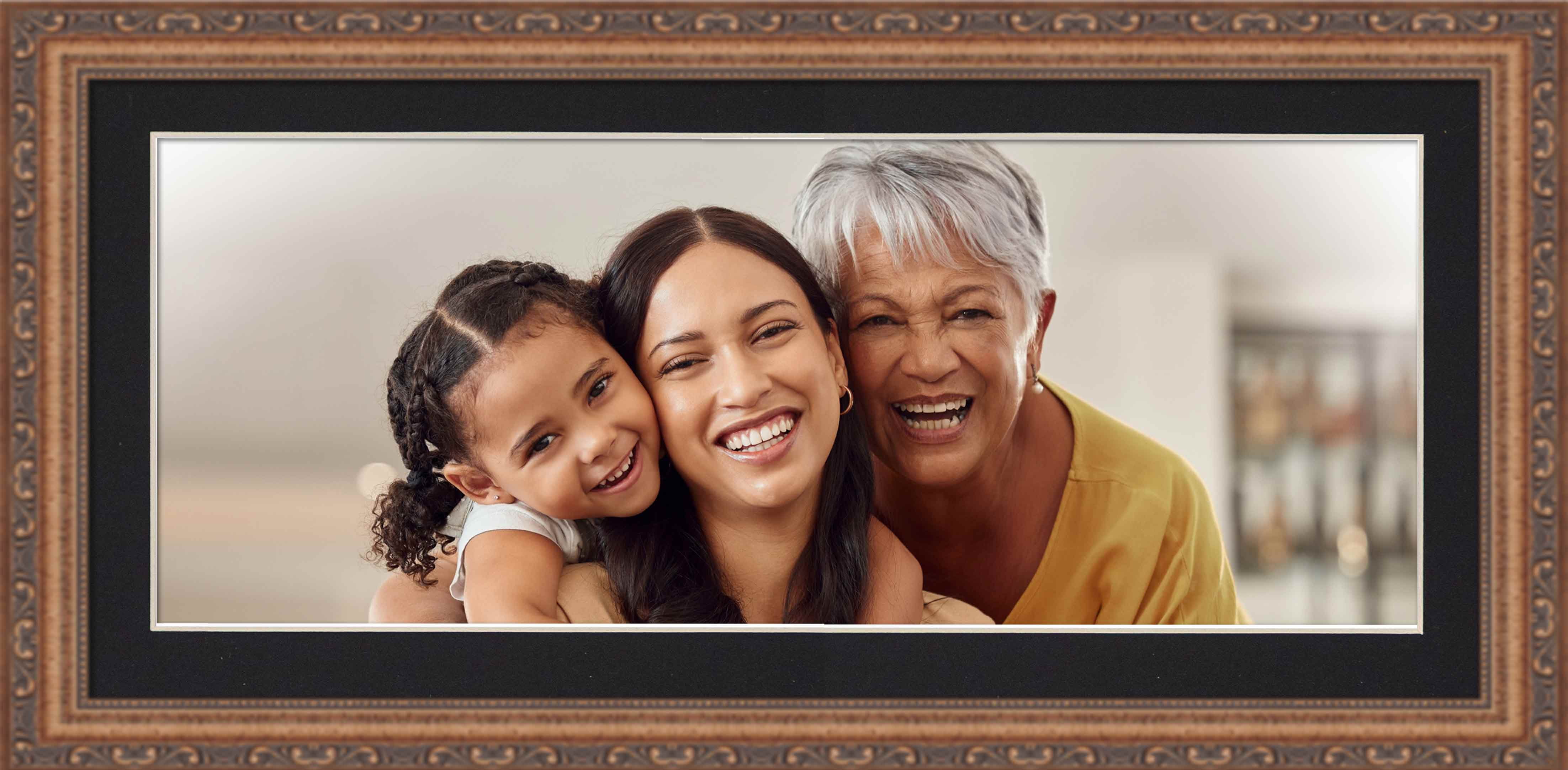 13.5x40 Frame with Mat - Antique Gold 16x43 Frame Wood Made to Display ...