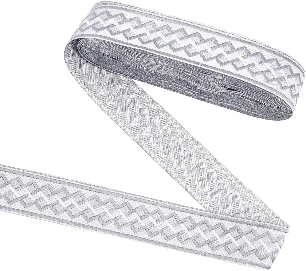 13.67 Yards Light Grey Trim for Curtains 1-1/4 inch Wide Jacquard Wave ...