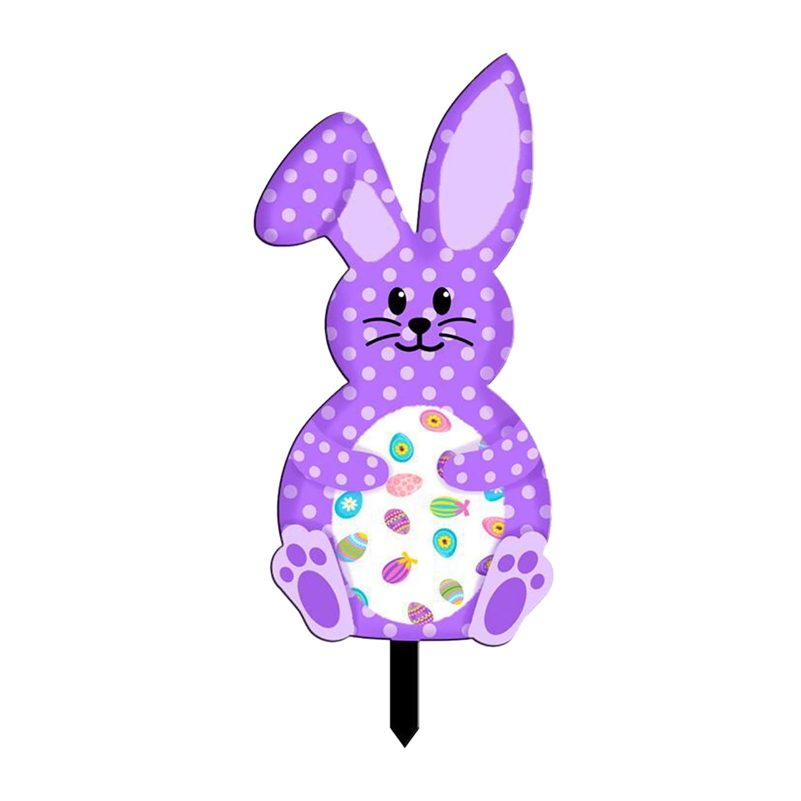13.7'' Easter Yard Spotted Rabbit Easter Yard Signs 2D Rabbit Wearing ...