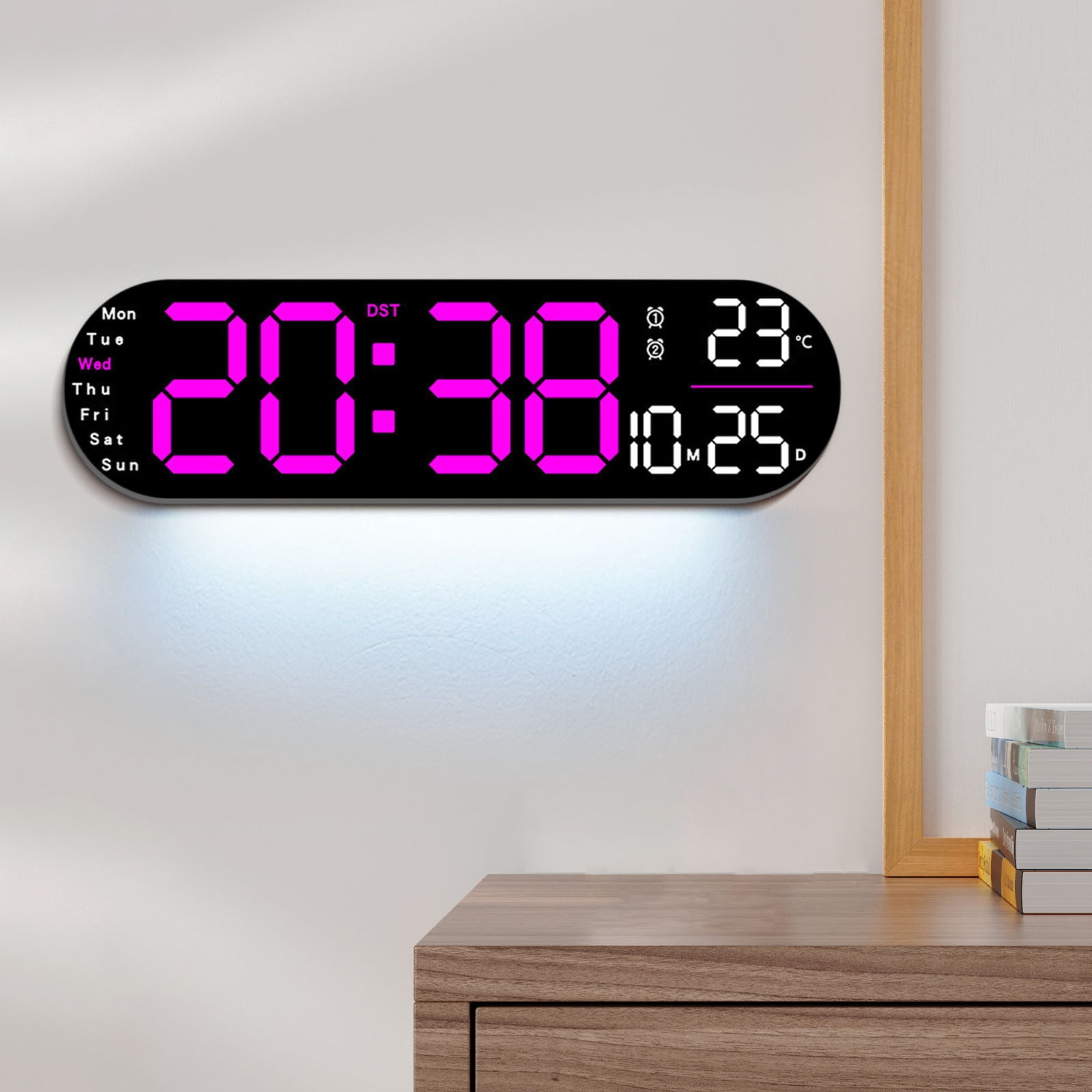 13.7 Inch Large Digital Clock with RGB Color Modes, Temperature and ...