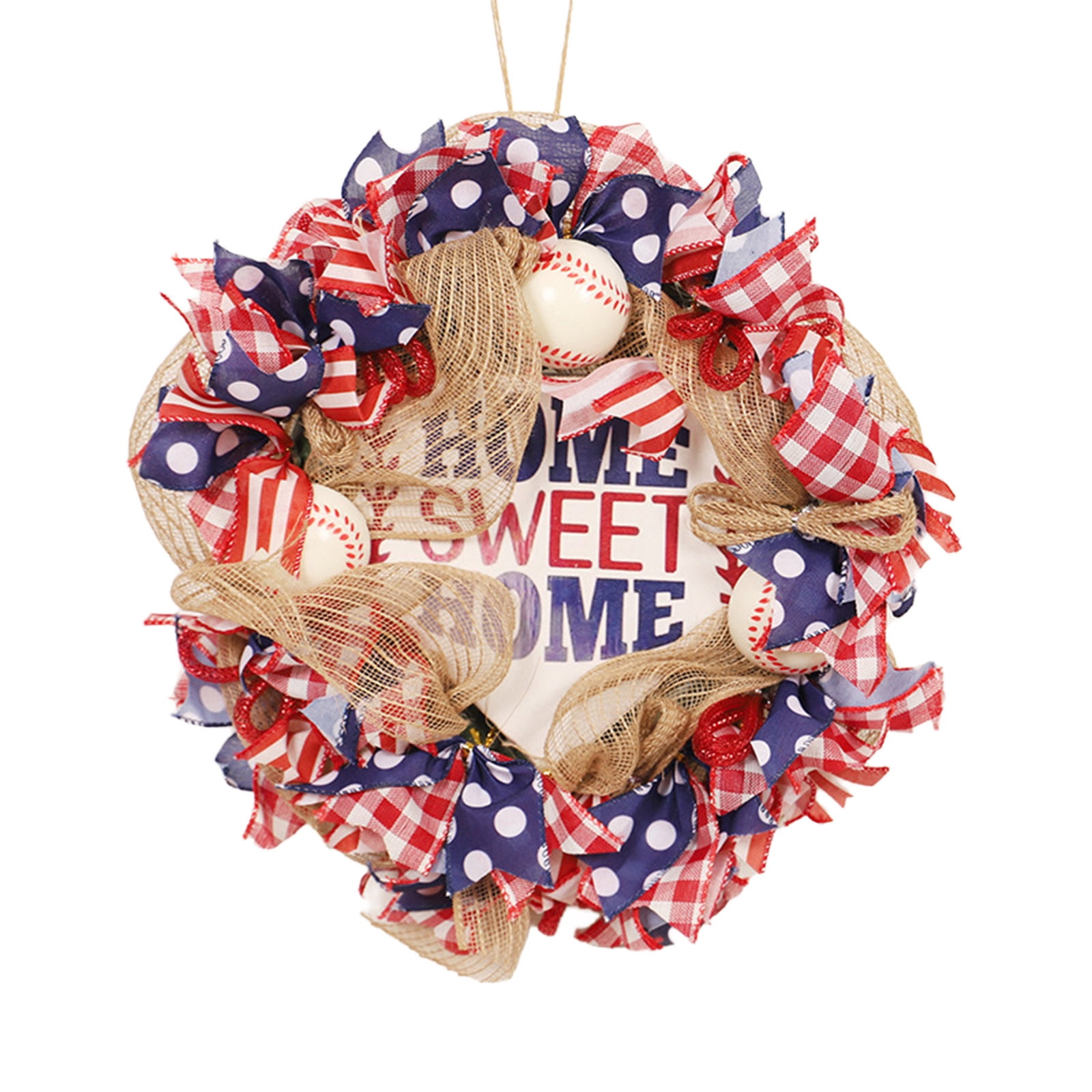 13.7 Inch Patriotic Garland Wreath - Red White Blue Plastic Decor for ...