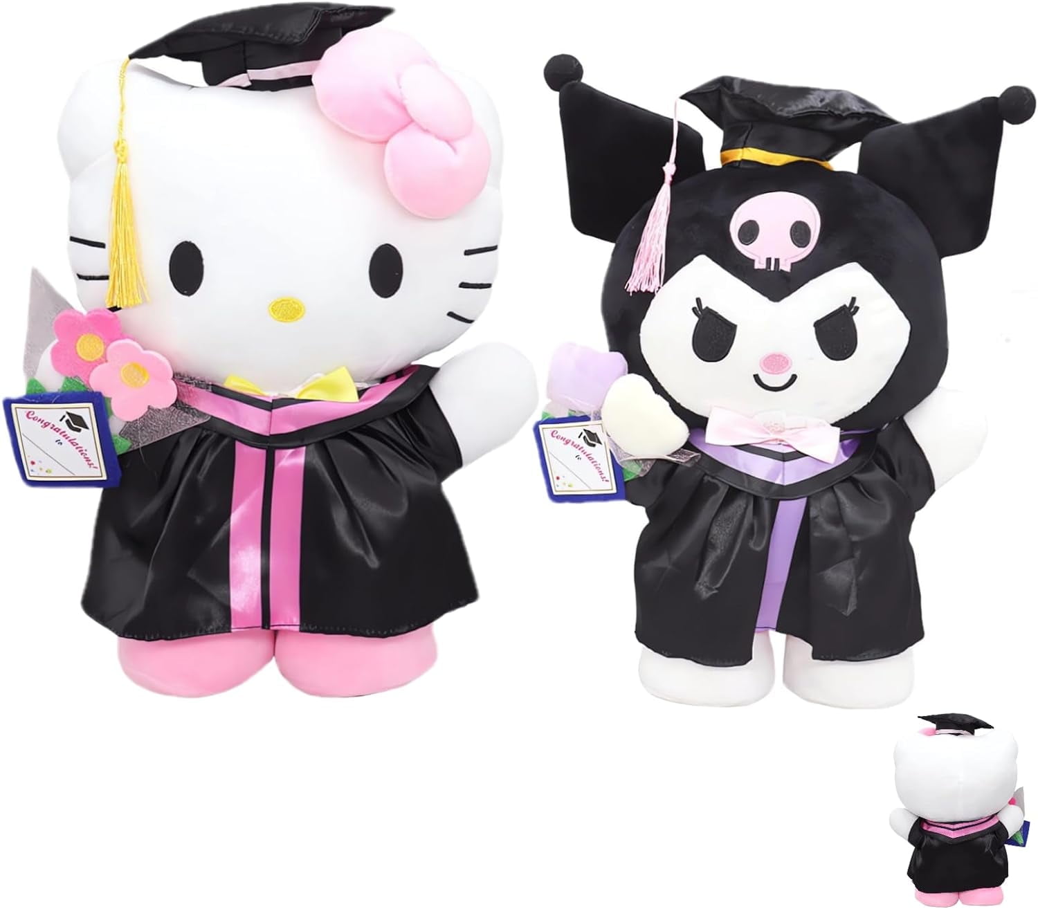 13.75" Graduation Plush, 2 in 1 Cute Kitty & Ku-romi Plush Toys ...