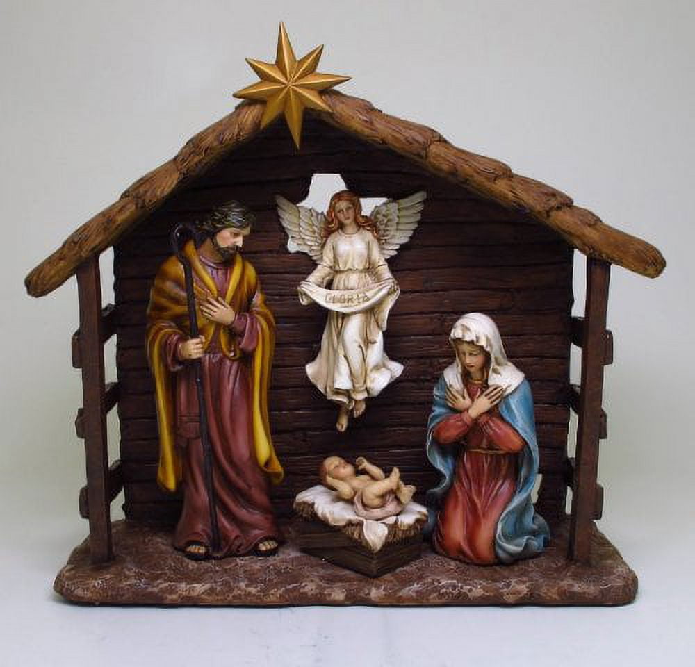 13.75 Inch Holy Family in Nativity Stable Resin Statue Figurine ...