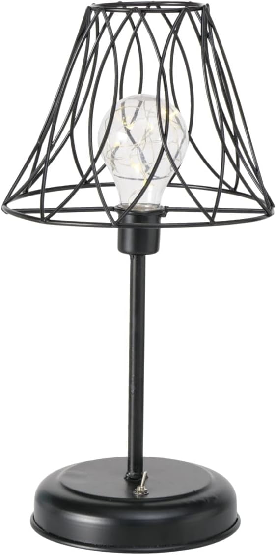13.75 Inch Modernist Table Lamp, Sturdy Black Wirework Arches Shade ...