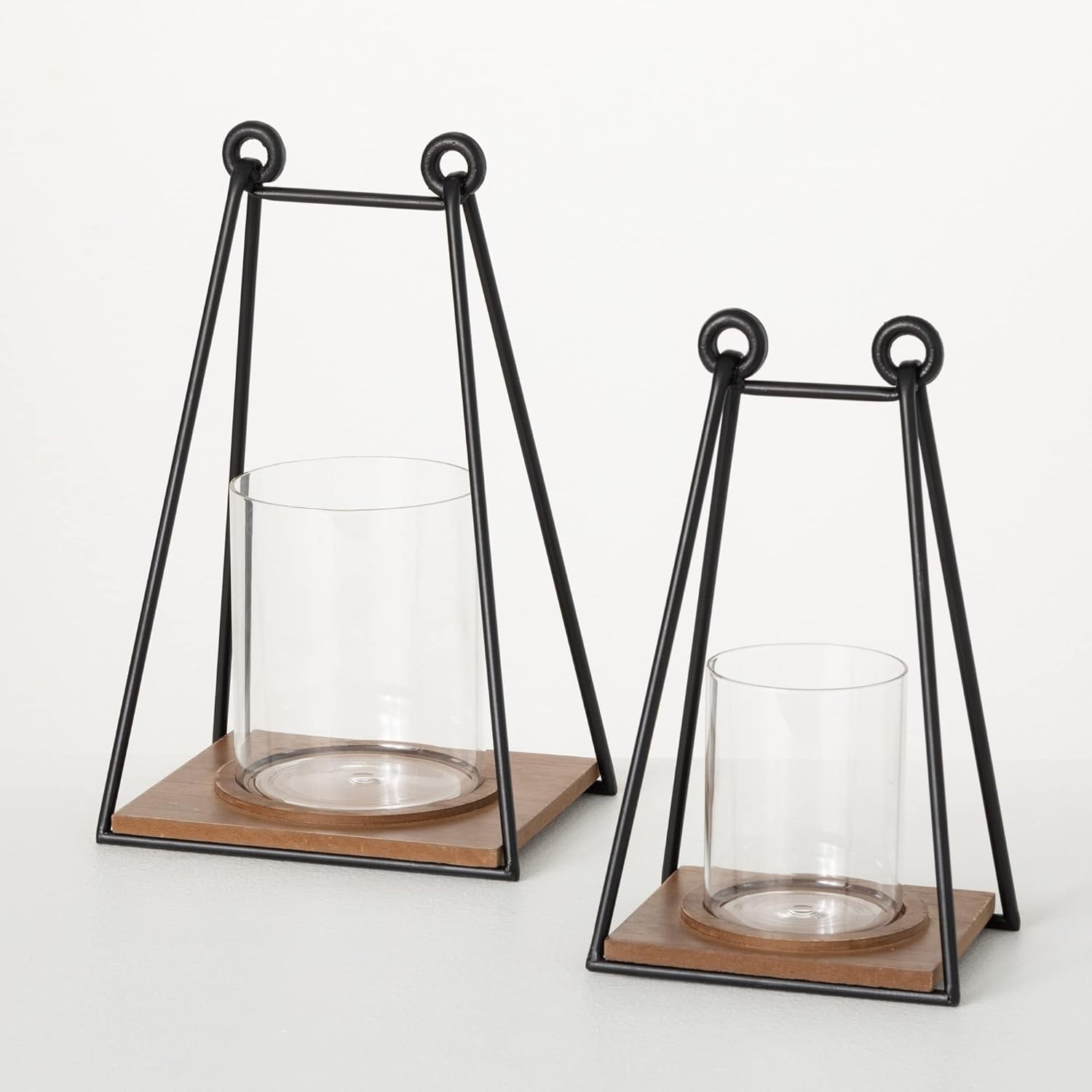 13.75" Triangular Wire Frame Lanterns - Set of 2 - Walmart.com