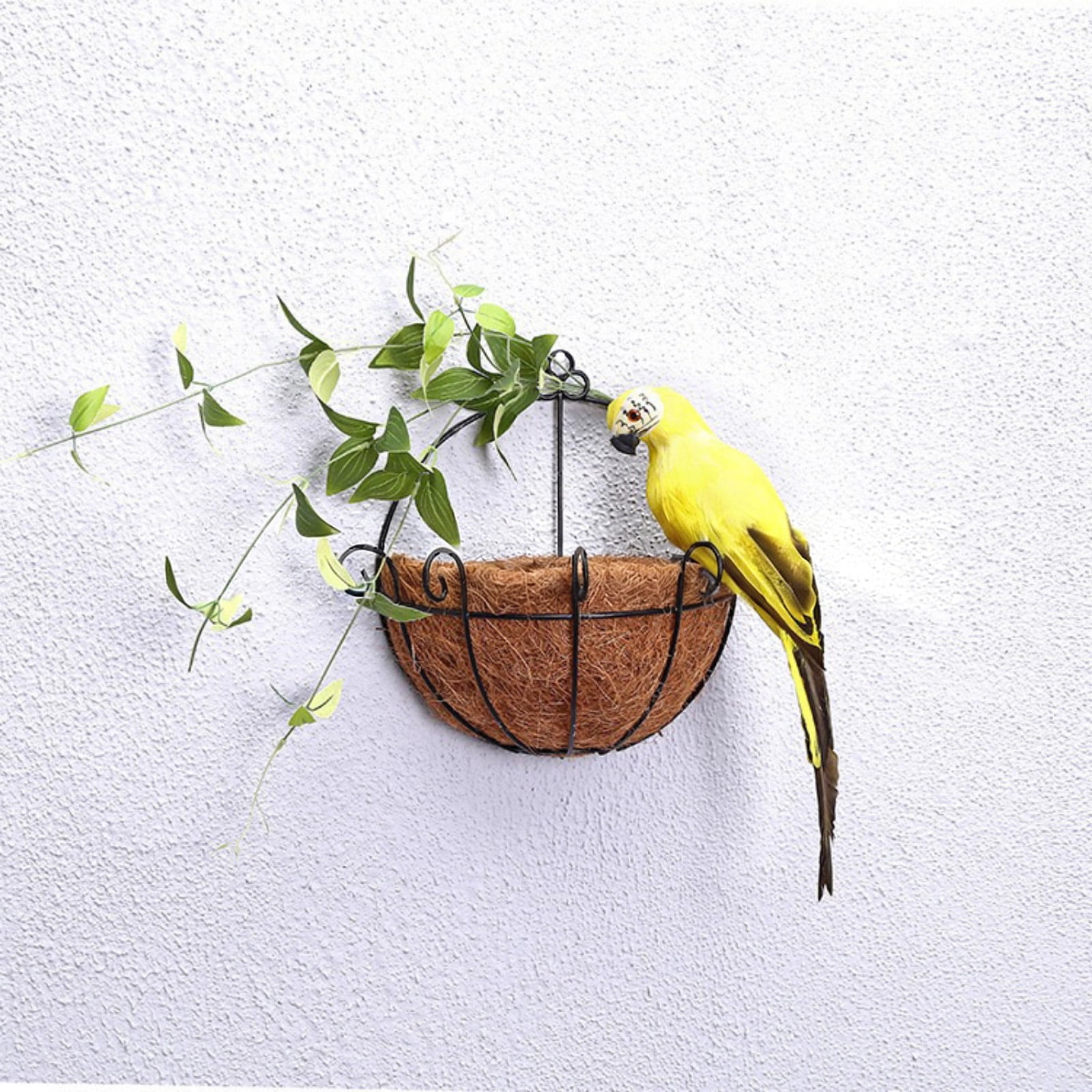 13.77" Yellow Realistic Parrot Figurine, Feathered Artificial Bird ...